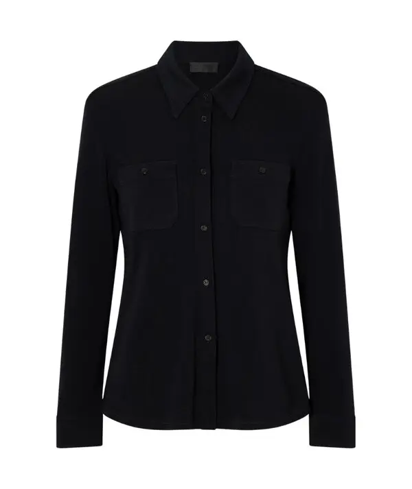 NILI LOTAN Ibra Merino Wool Jersey Shirt - Black