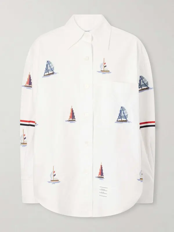 Thom Browne Embroidered Cotton Shirt