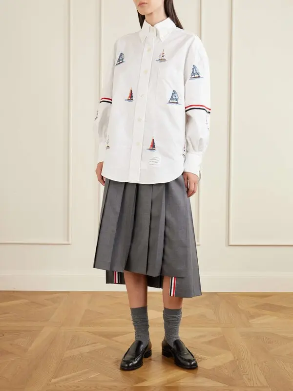 Thom Browne Embroidered Cotton Shirt