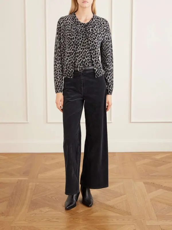 NILI LOTAN Nessa Leopard-jacquard Cashmere Tank - Light Gray