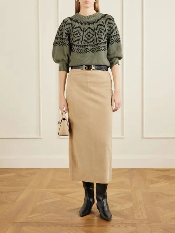 Altuzarra Howard Intarsia-knit Cotton-blend Sweater - Green