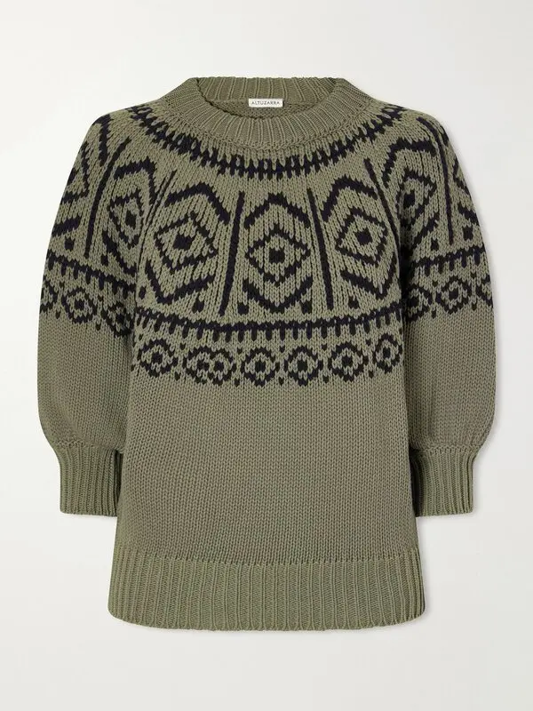 Altuzarra Howard Geometric Knit Sweater - Green