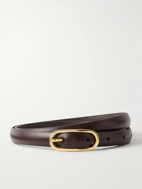 Anderson's Super Skinny Leather Belt With Gold-tone Buckle - Brown