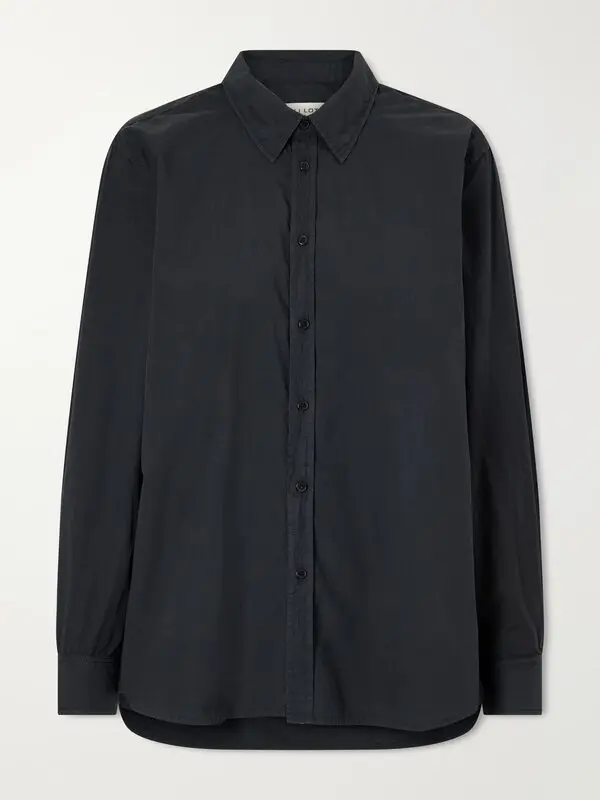NILI LOTAN Raphael Cotton-poplin Shirt - Black