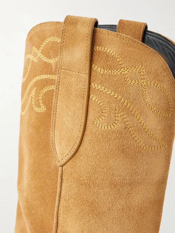NILI LOTAN Towns Embroidered Suede Knee High Boots