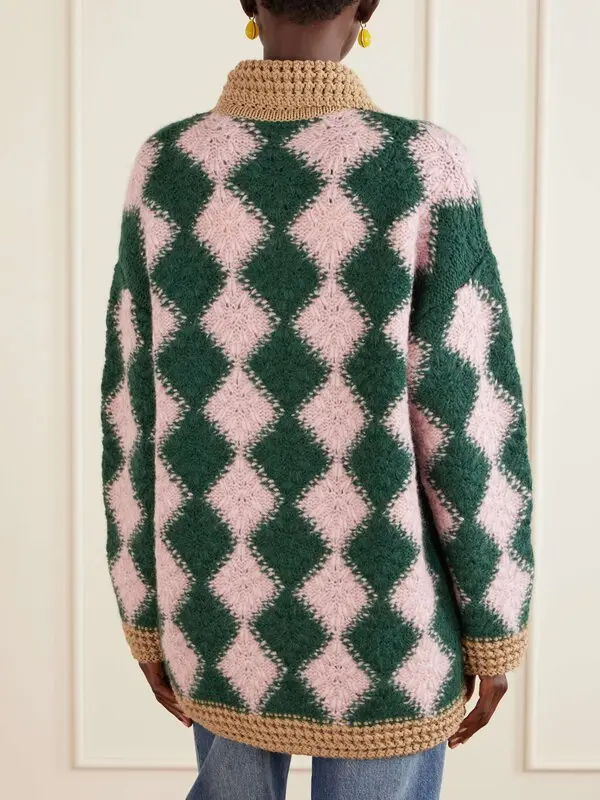 La DoubleJ Bowling Intarsia-knit Wool-blend Cardigan