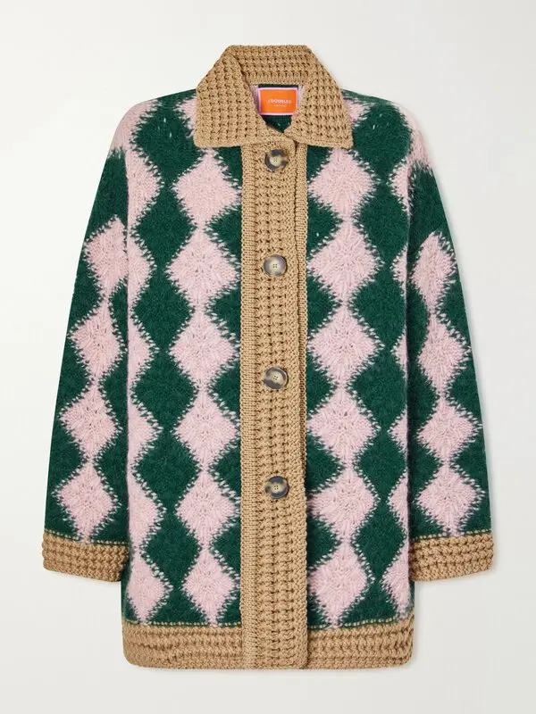 La DoubleJ Bowling Intarsia-knit Wool-blend Cardigan - Multi