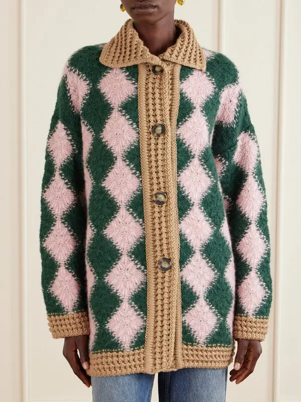 La DoubleJ Bowling Intarsia-knit Wool-blend Cardigan - Multi