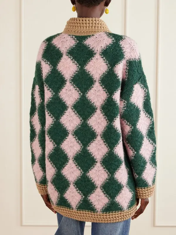La DoubleJ Bowling Intarsia-knit Wool-blend Cardigan - Multi