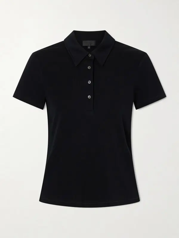 NILI LOTAN Trayelle Merino Wool Polo Shirt