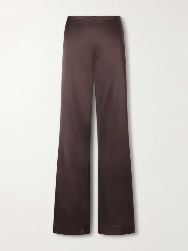 Staud Stroll Silk-dupioni Wide-leg Pants - Brown