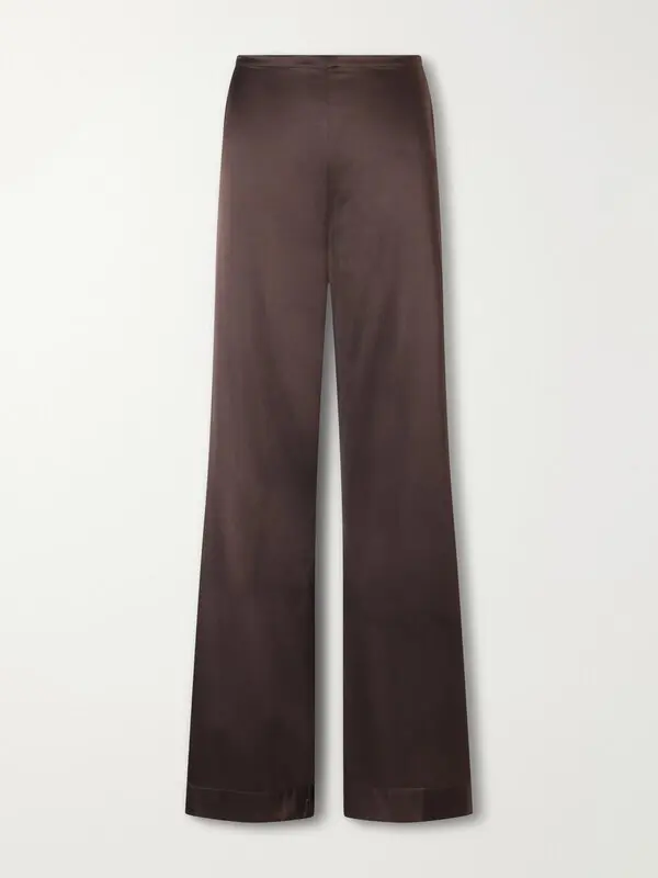 Staud Silk-dupioni Wide-leg Trousers - Brown