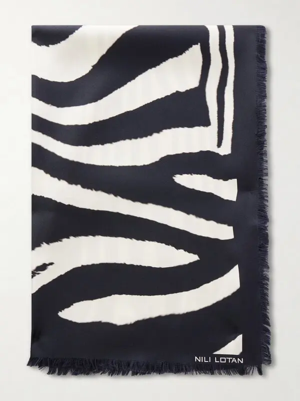 NILI LOTAN Zebra-print Silk Scarf - Animal Print