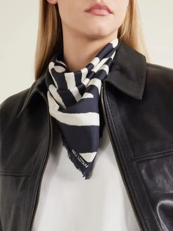 NILI LOTAN Zebra-print Silk Scarf - Animal Print