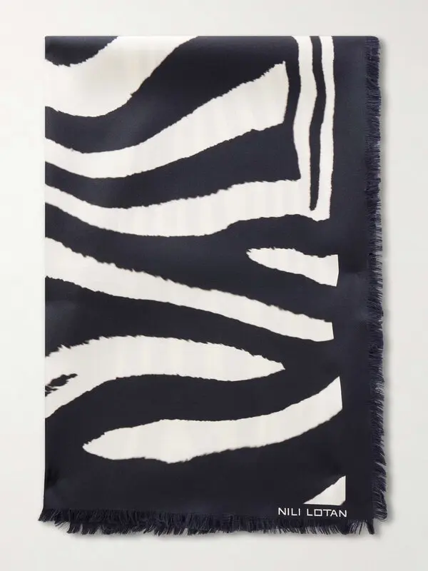 NILI LOTAN Zebra-print Silk Scarf