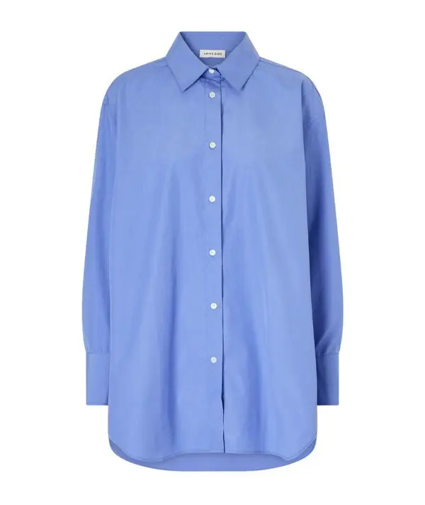 ANINE BING Plaza Cotton-poplin Shirt - Blue