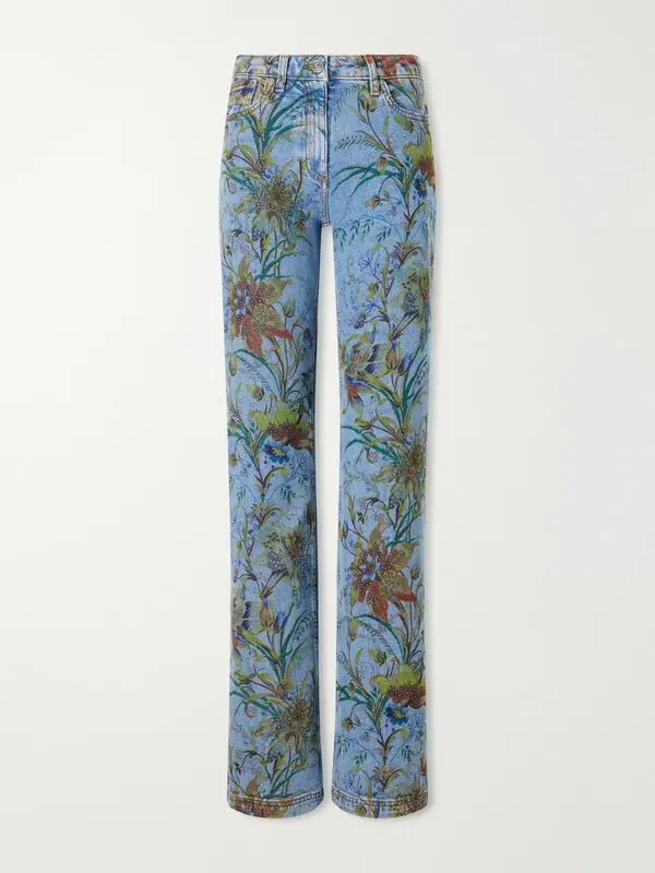 Etro Floral Print Straight Leg Jeans