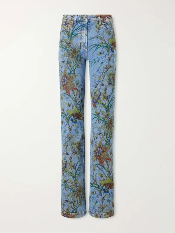Etro Floral-print Straight-leg Jeans