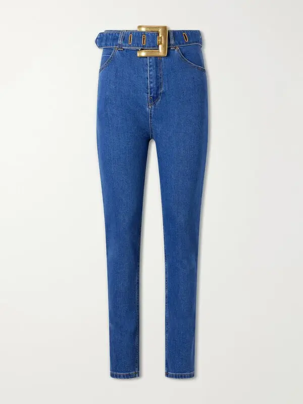 Balmain Belted High-waist Straight-leg Jeans
