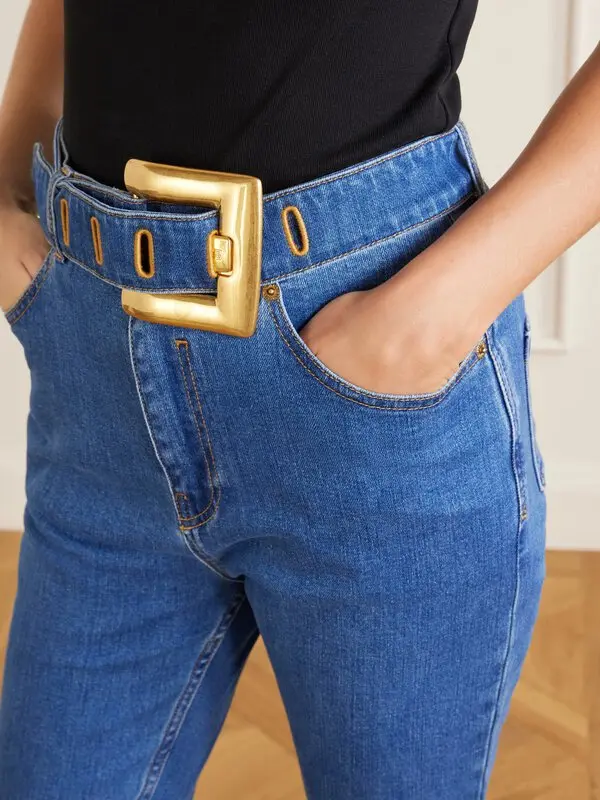 Balmain Belted High-waist Straight-leg Jeans