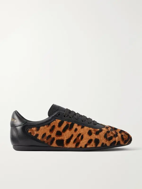 Dolce & Gabbana Leopard-print Plush And Leather Sneakers - Animal Print
