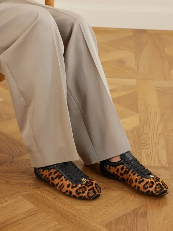 Dolce & Gabbana Leopard-print Plush And Leather Sneakers