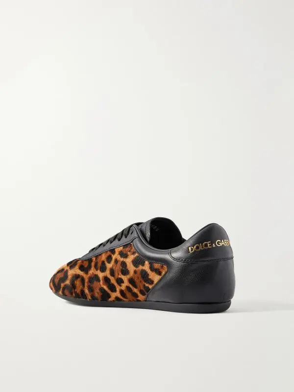 Dolce & Gabbana Leopard-print Plush And Leather Sneakers