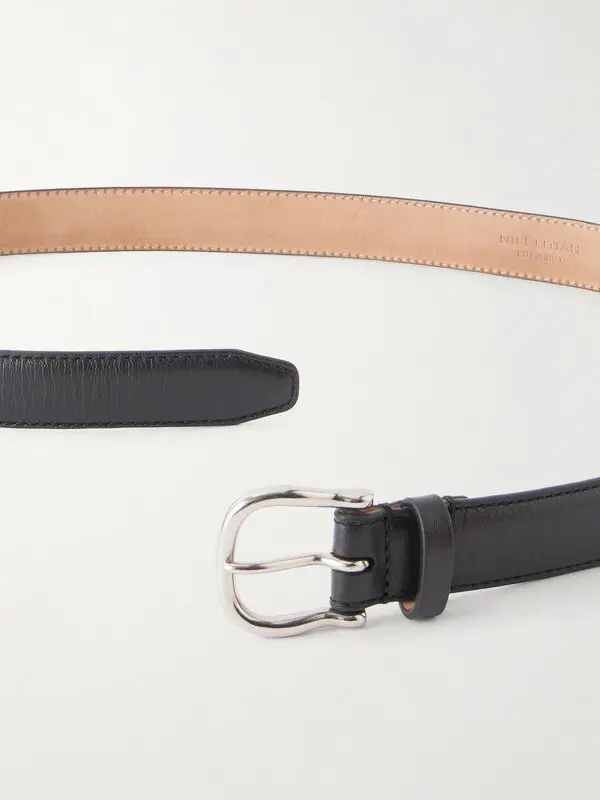 NILI LOTAN Sloane Leather Belt With Silver-tone Buckle
