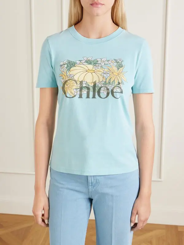 Chloé Printed Cotton-jersey T-shirt