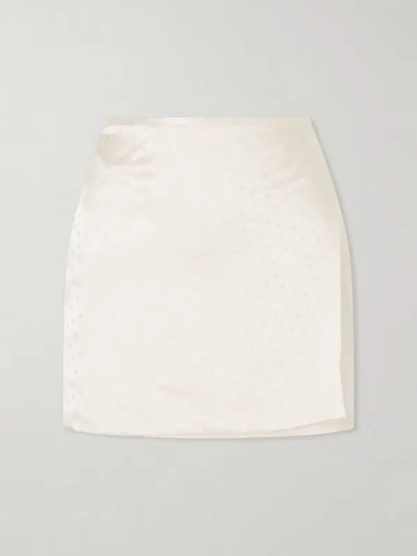 Aflalo Shejo Polka-dot Satin Jacquard Mini Skirt - White