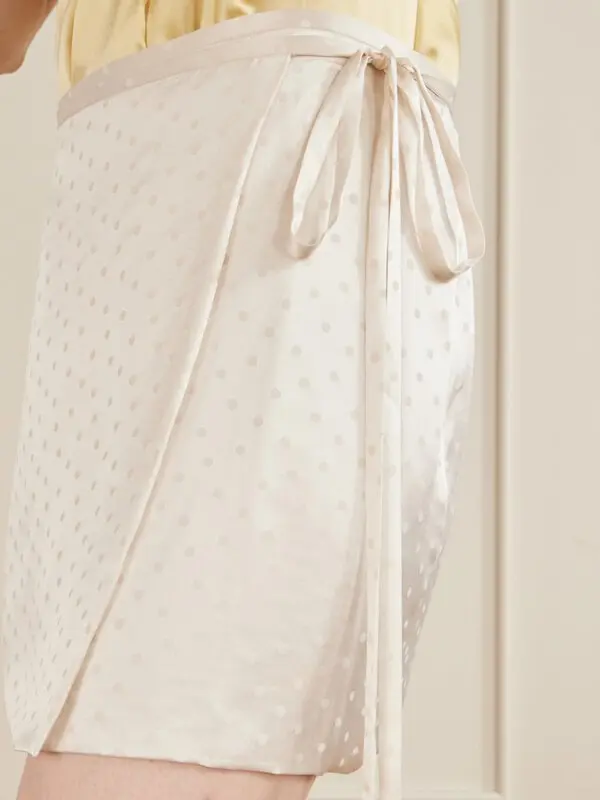 Aflalo Shejo Polka-dot Satin Jacquard Mini Skirt