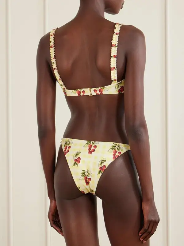 Agua Bendita Agraz Printed Checked Bikini Top