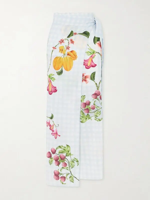 Agua Bendita Lavanda Printed Cotton And Silk-blend Voile Pareo - Blue