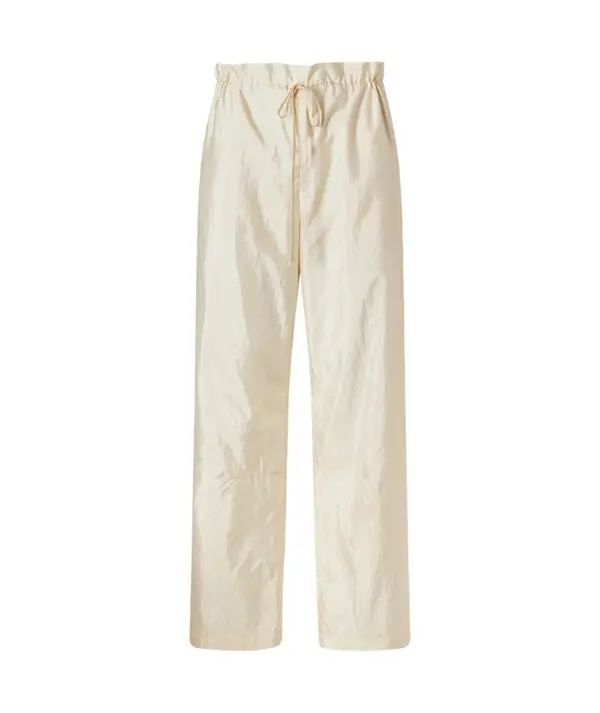 Aflalo Morocco Cotton And Silk-blend Wide-leg Pants - Neutrals