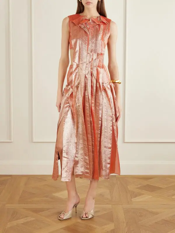 Maticevski Trailblaze Ruffled Brocade Gown - Metallic