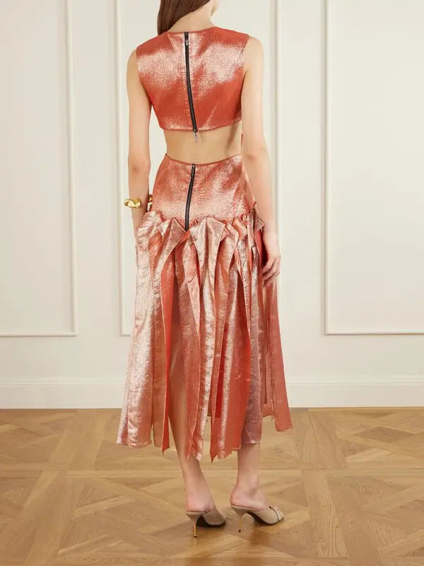 Maticevski Trailblaze Ruffled Brocade Gown - Metallic