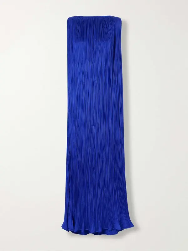 Aflalo Celestia Plissé-satin Maxi Dress - Blue