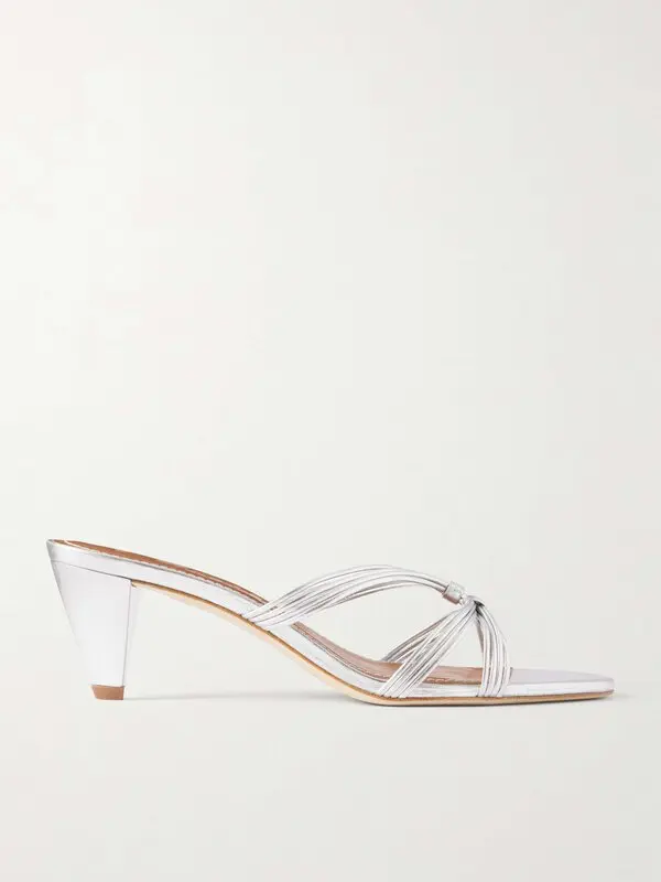 Staud Carrie 60 Metallic-leather Sandals