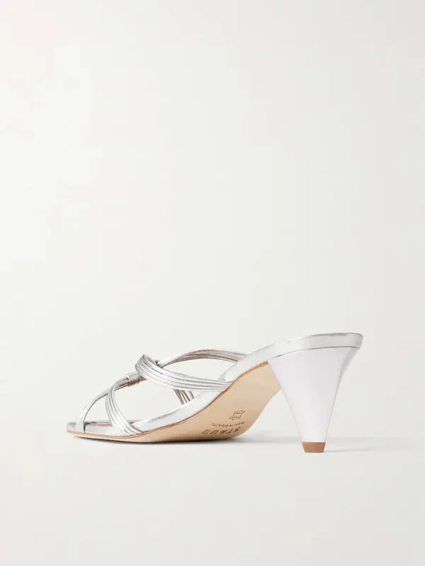 Staud Carrie 60 Metallic-leather Sandals