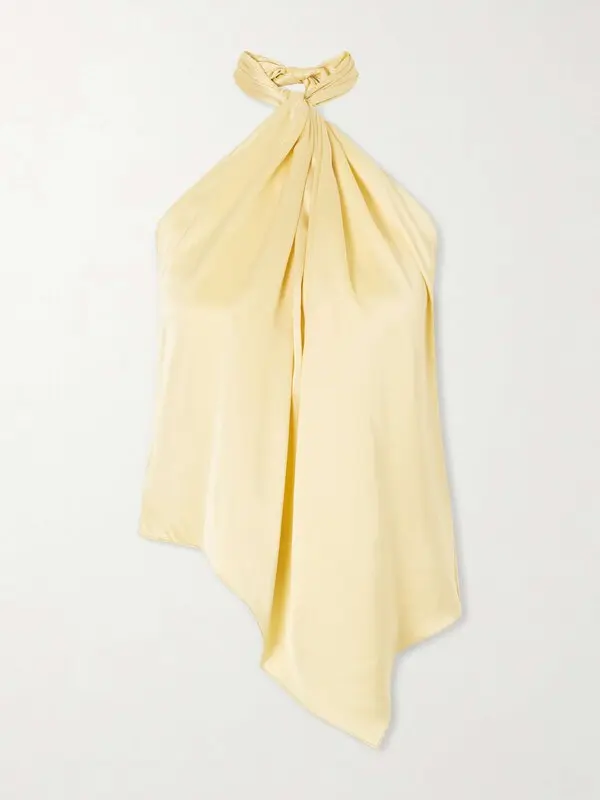 Aflalo Safira Silk-satin Halterneck Top - Ivory