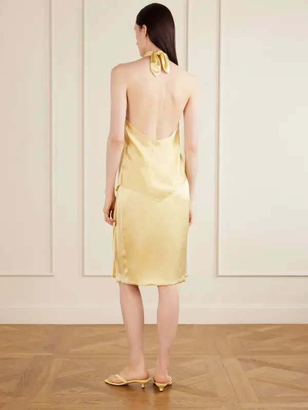 Aflalo Safira Silk-satin Halterneck Top