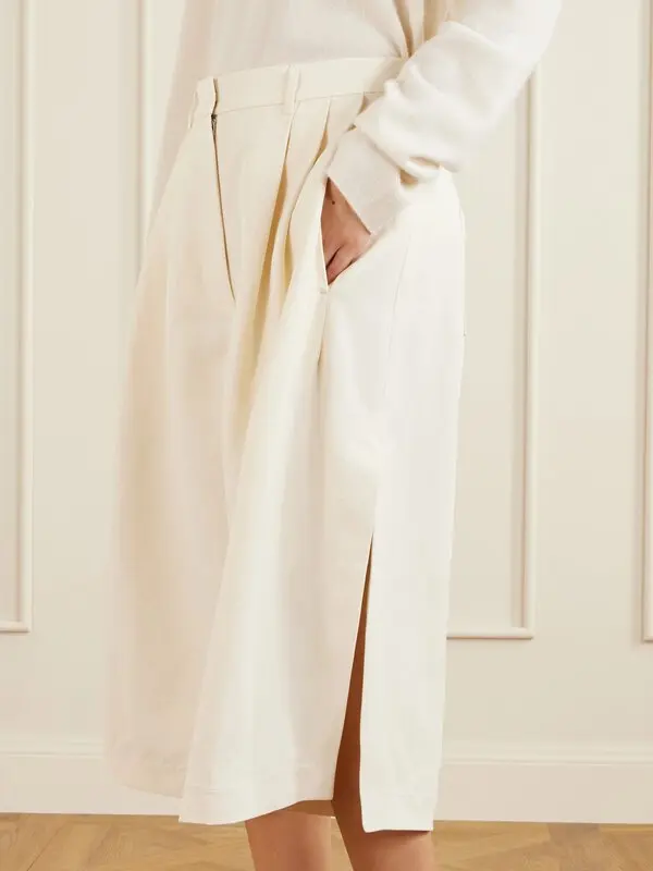 Co Pleated Woven Wide-leg Pants