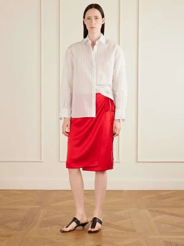 Aflalo Rixa Satin Wrap Midi Skirt