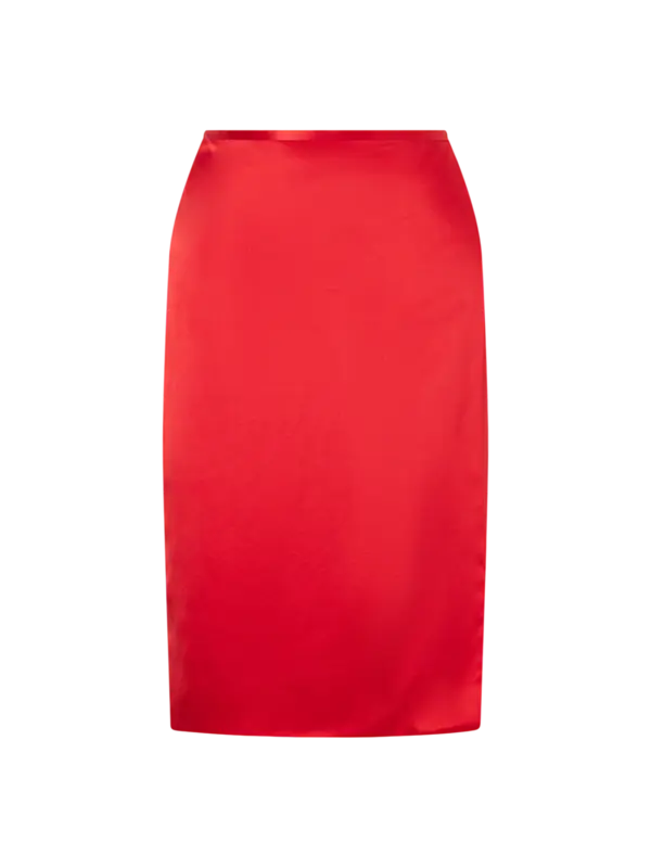Aflalo Rixa Satin Wrap Midi Skirt - Red