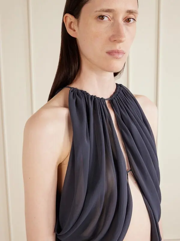 Aflalo Reysa Gathered Silk-crepe Top - Blue