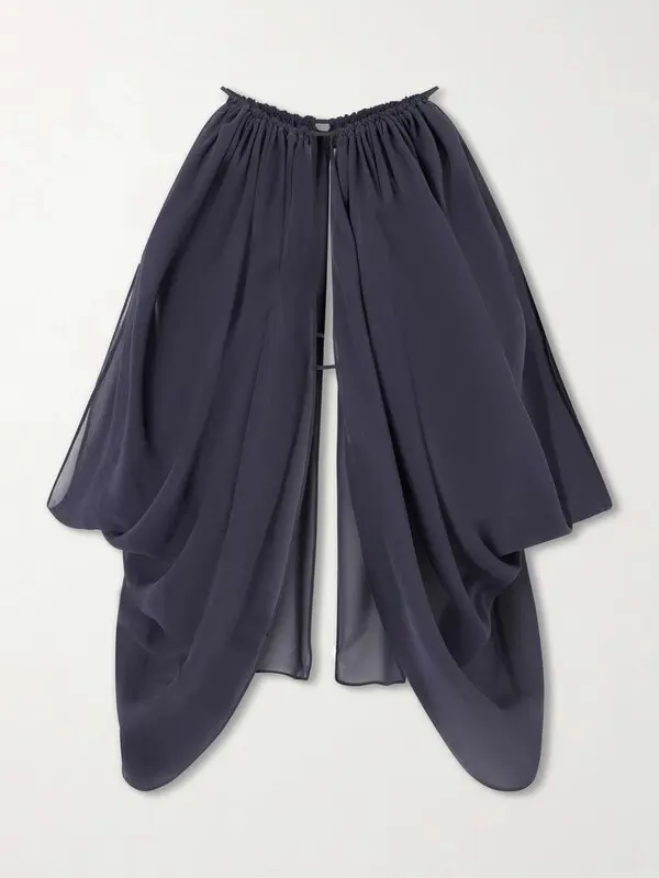 Aflalo Reysa Gathered Silk-crepe Top - Storm Blue