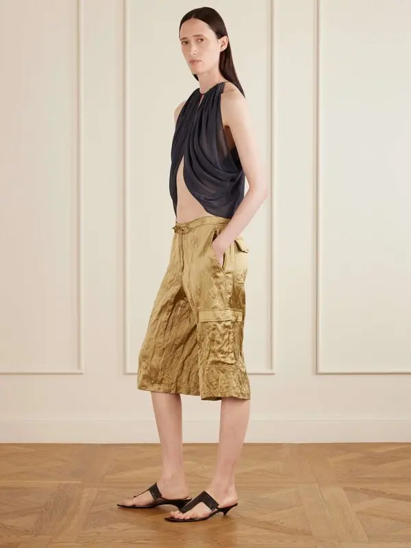 Aflalo Reysa Gathered Silk-crepe Top