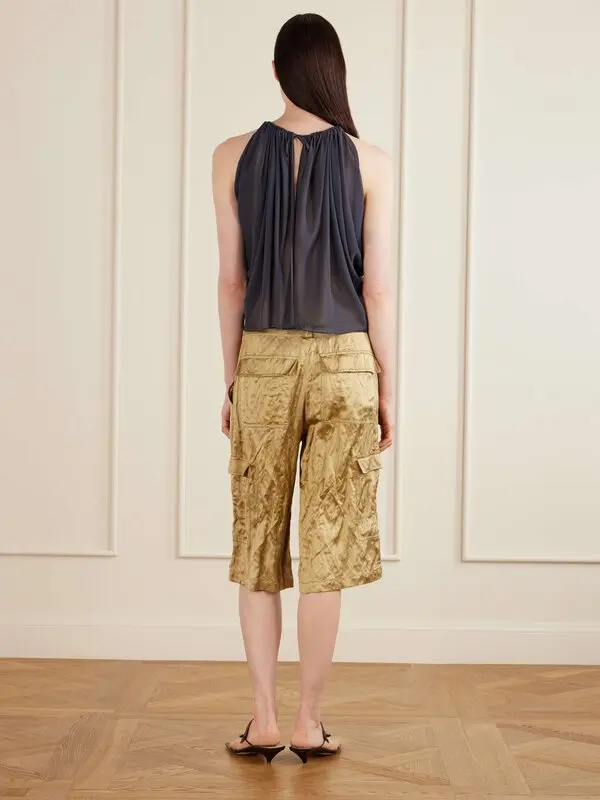 Aflalo Reysa Gathered Silk-crepe Top