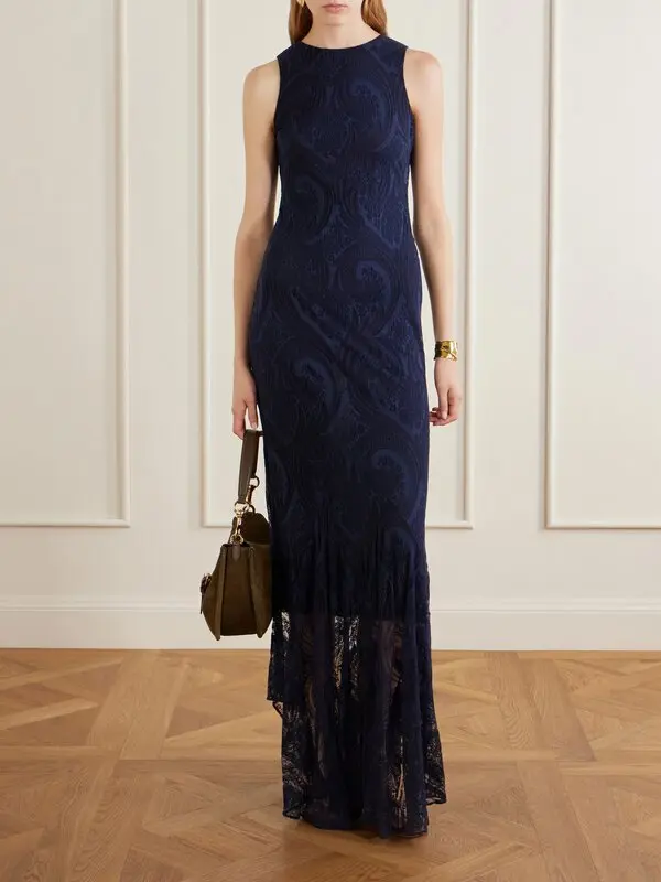 Etro Devoré Cotton-blend Crepe-jersey Maxi Dress With Paisley Motif