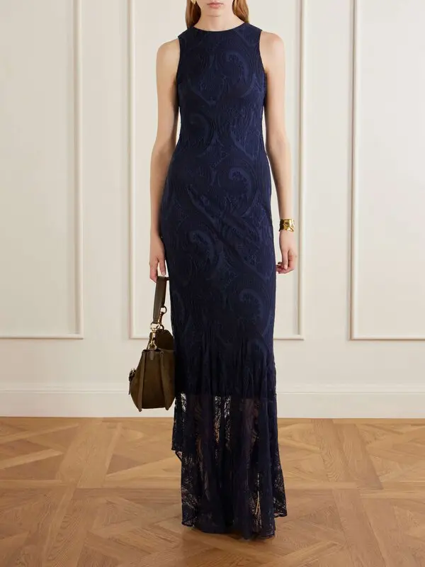 Etro Devoré Cotton-blend Crepe-jersey Maxi Dress